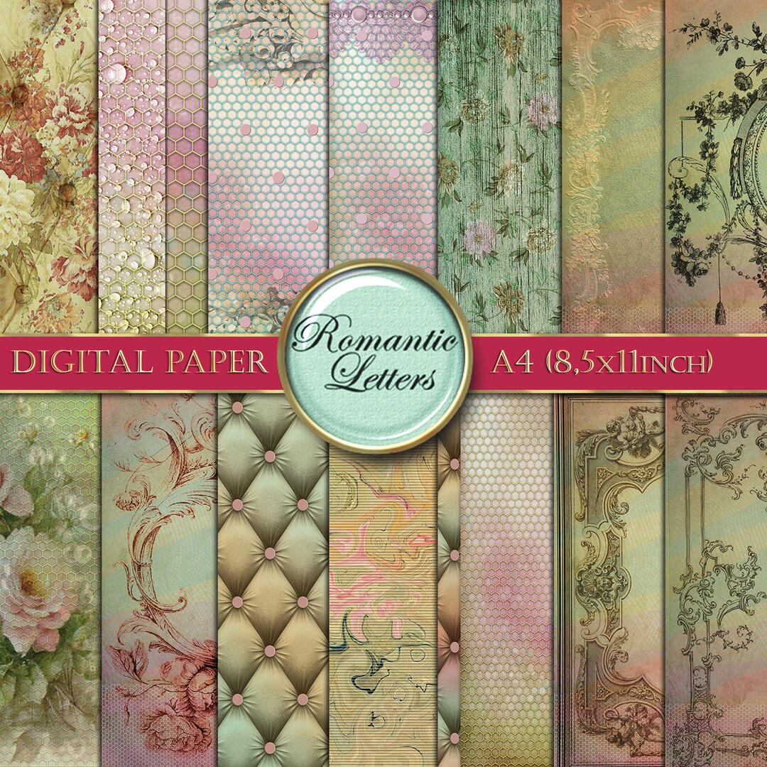 Vintage Digital Paper Pack Scrapbook Background Paper Digital Printable ...