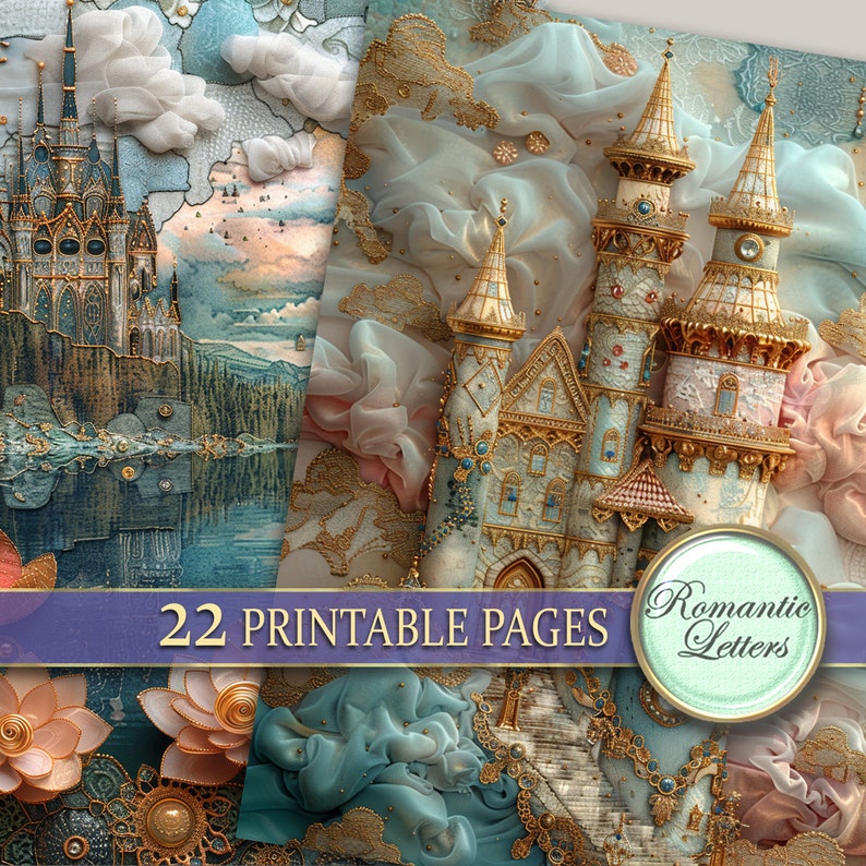 Digital Printable Scrapbook Paper Pack Fairytale Castle Patchwork ...