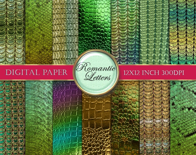 Mermaid Scales Digital Paper Fish Scales Texture Digital Scrapbook Gold ...
