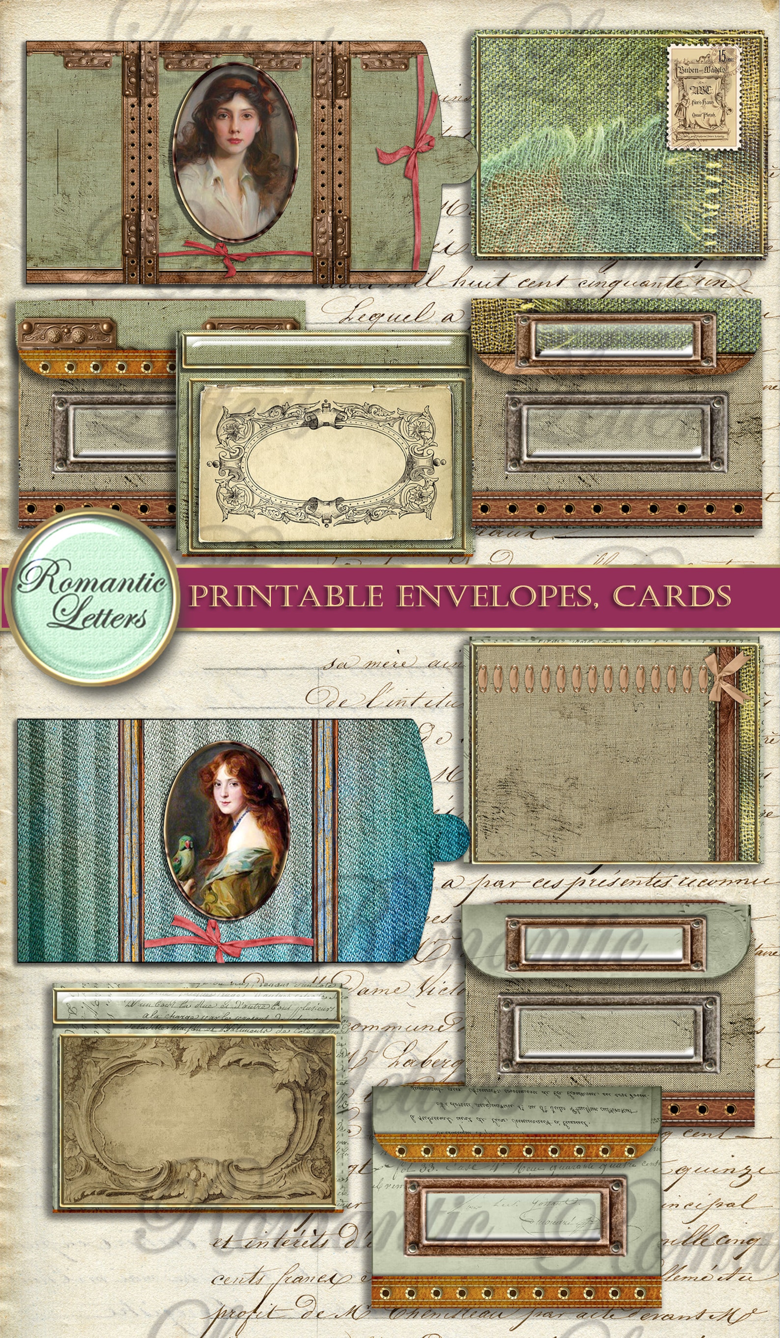 Printable Victorian Envelopes Printable Cabinet Card Frames | Etsy