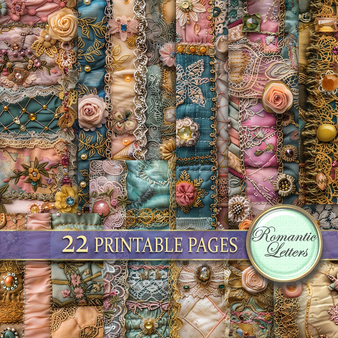 Digital Printable Scrapbook Paper Pack Flowers Shabby Chic Patchwork ...