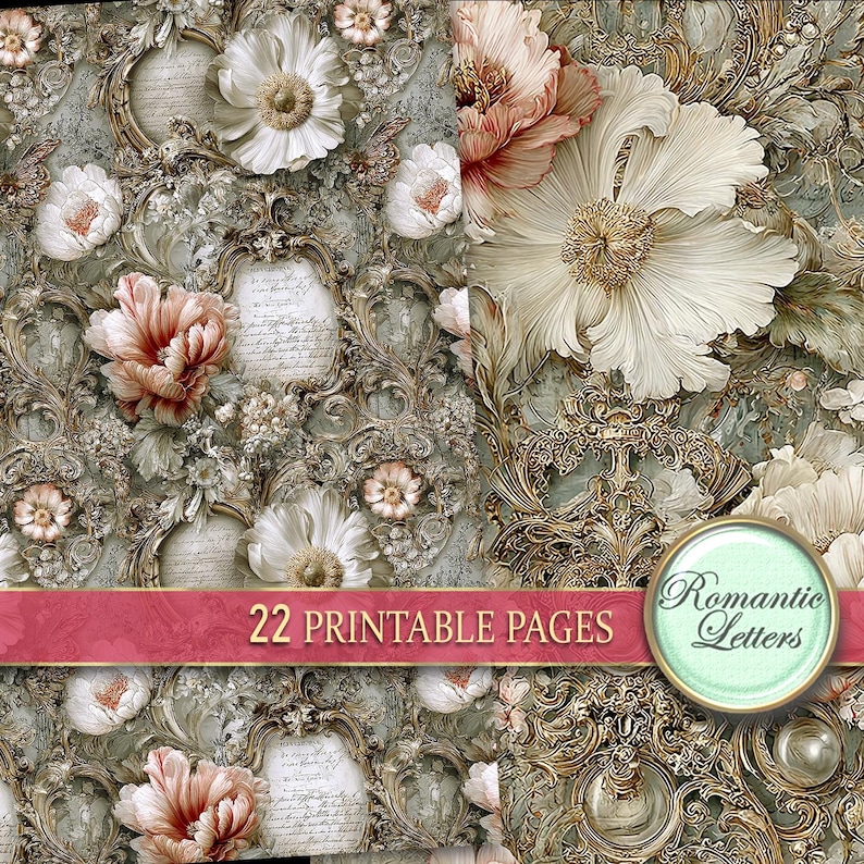 Digital Printable Wedding Invitation Card Making Shabby Chic Scrapbook ...