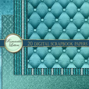 Digital Paper Teal Digital Scrapbook Album Paper Digital Texture Teal ...