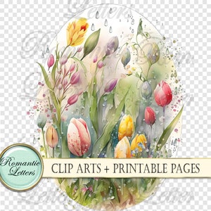 Easter Egg Flowers Digital Clip Art Set Floral Scrapbook Pages Easter ...