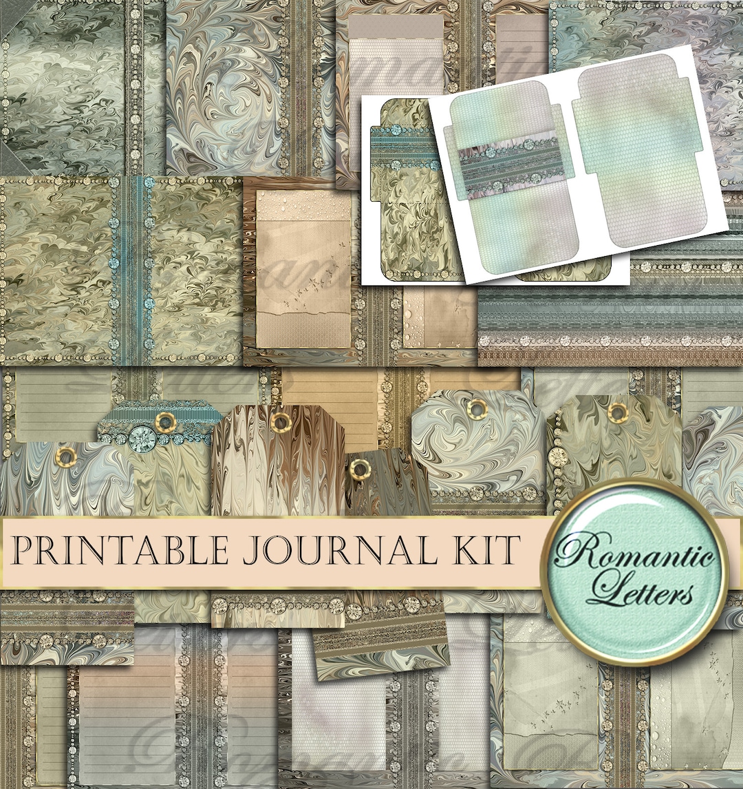 Printable Junk Journal Kit Digital Scrapbook Backgrounds Printable Junk ...
