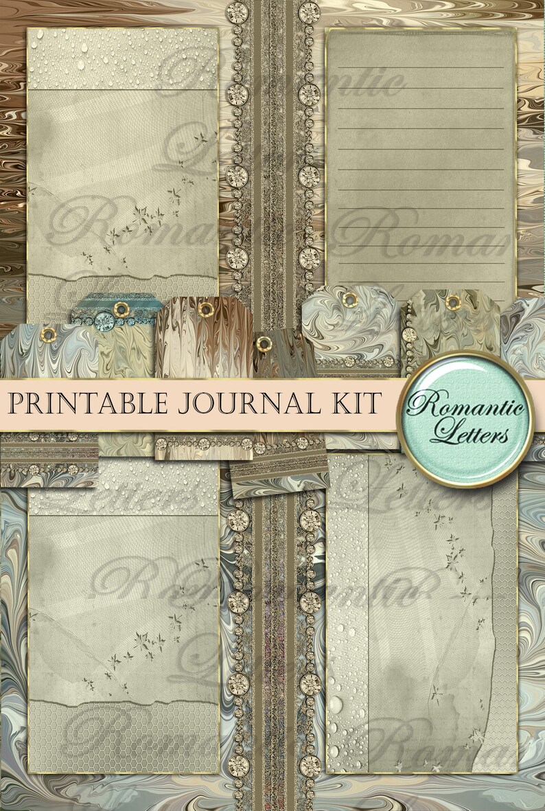Printable Junk Journal Kit Digital Scrapbook Backgrounds - Etsy