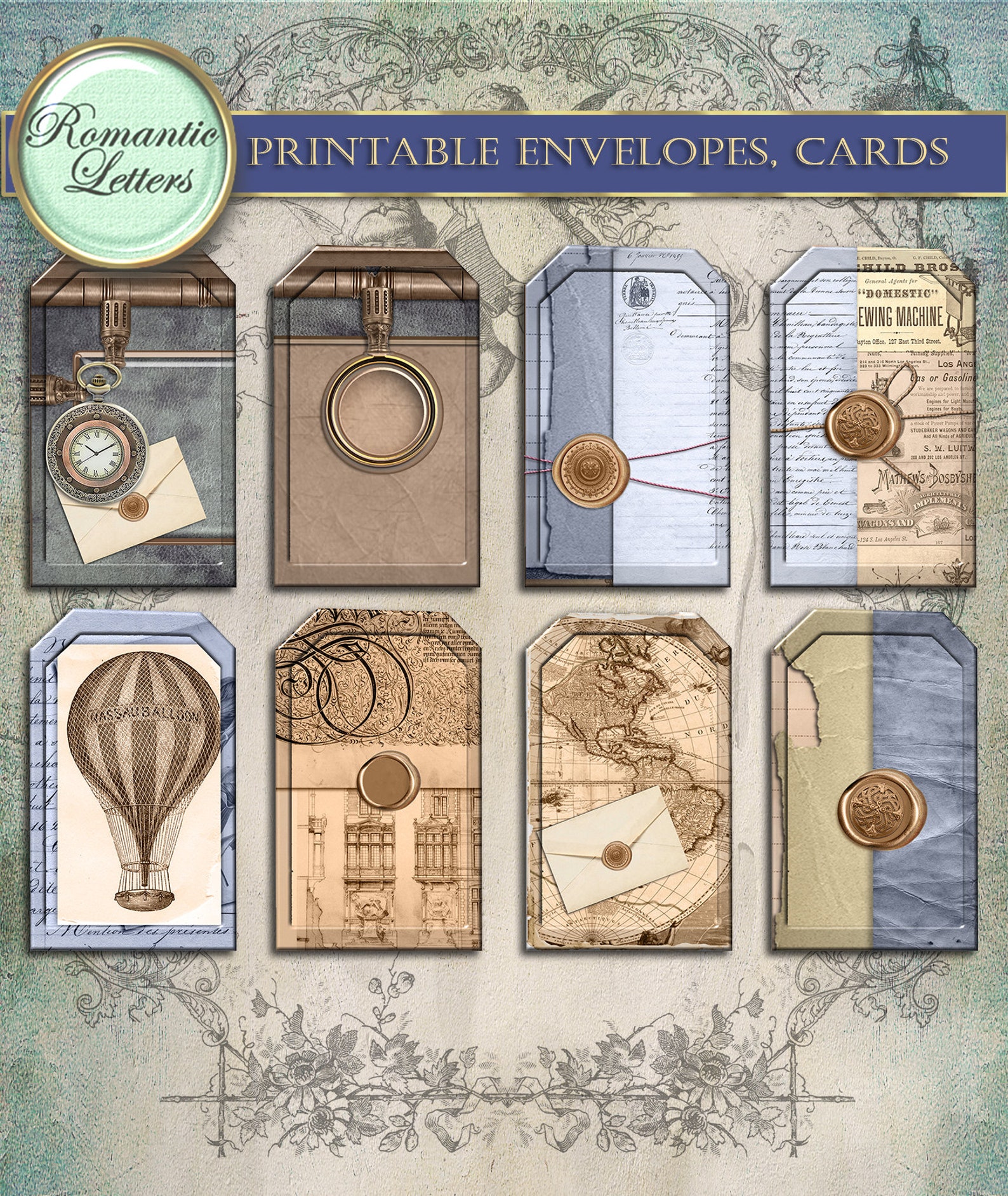 Printable Envelopes Cards Printable Victorian Cards Download - Etsy