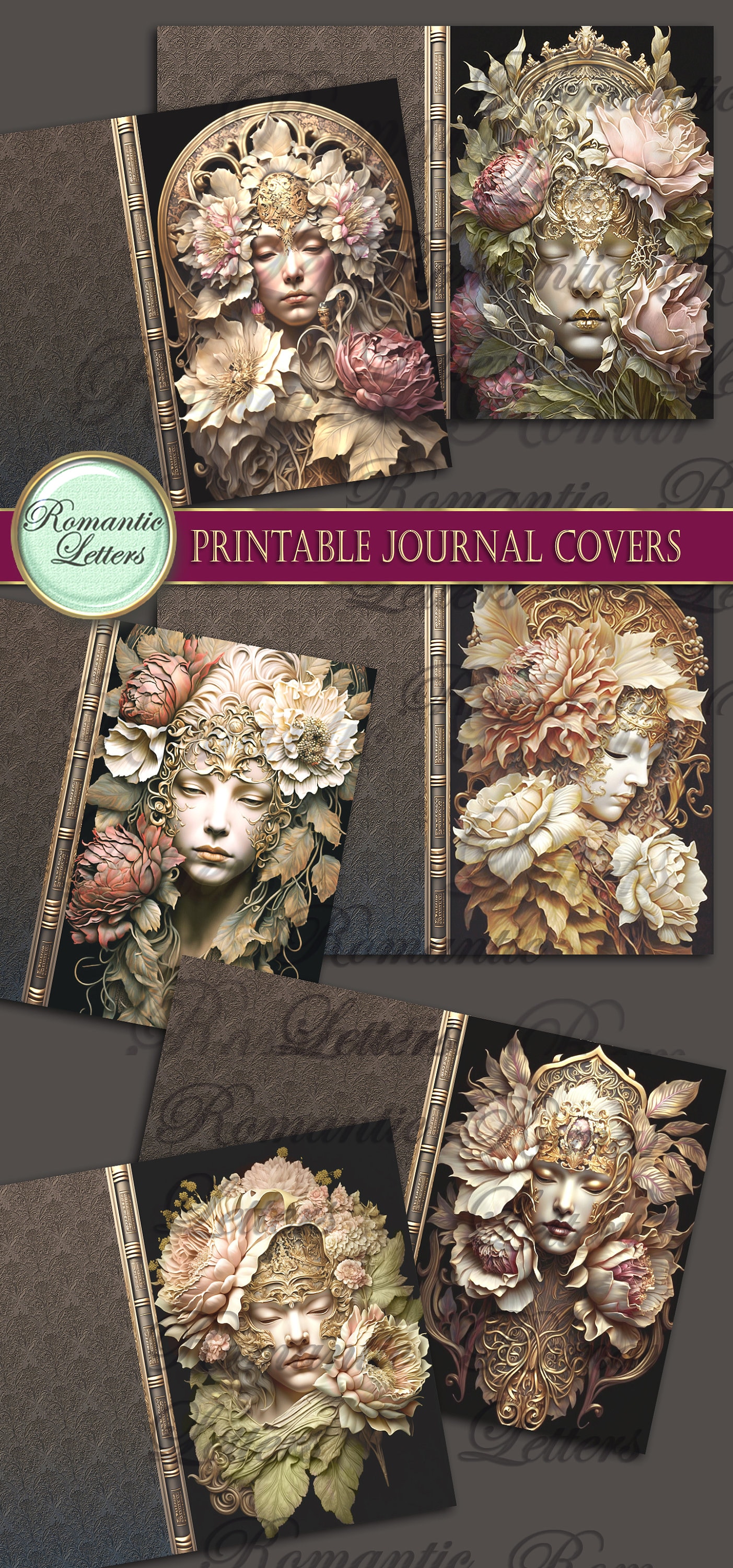 Printable Journal Covers Digital Scrapbooking Baroque - Etsy