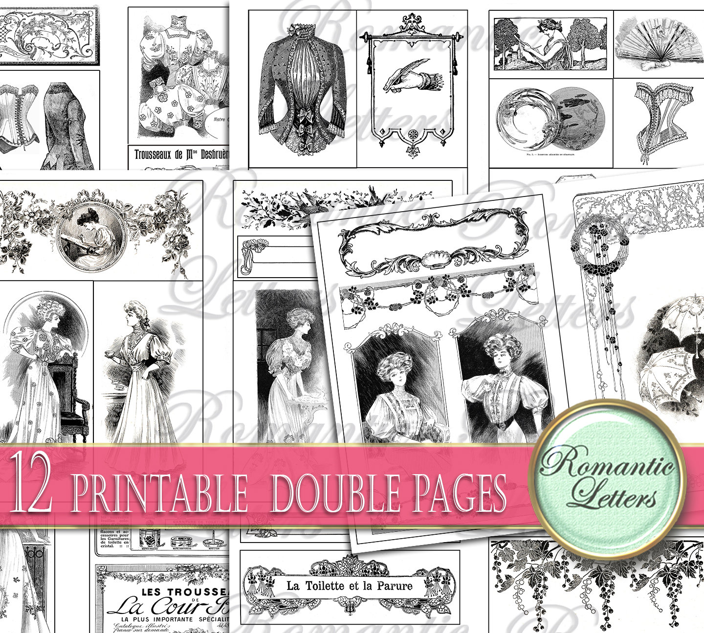 Ephemera Digital Paper Victorian Journal Digital Printable | Etsy