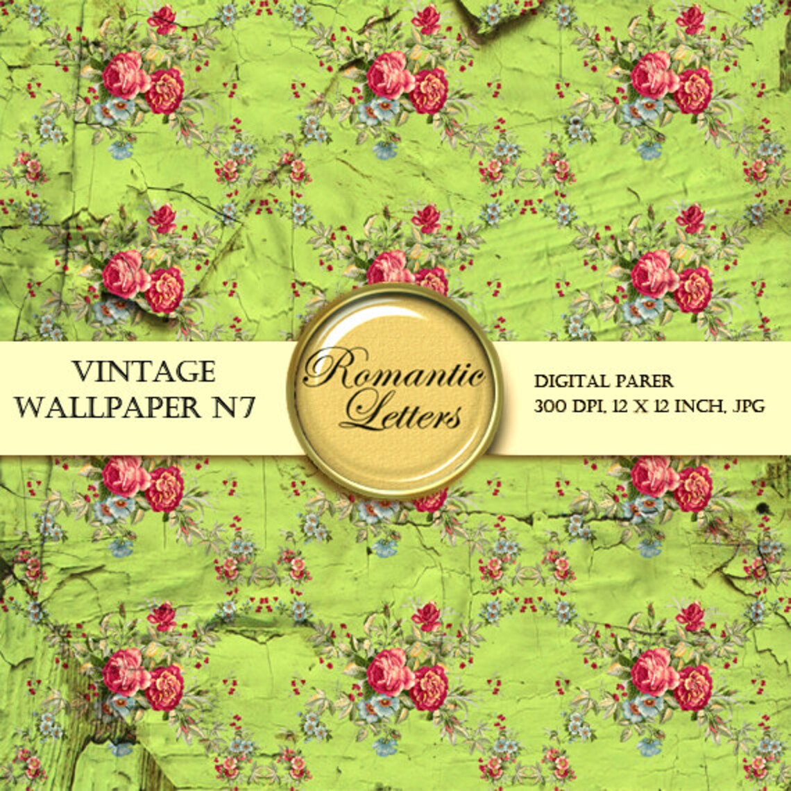 Digital Scrapbook Paper Pack Shabby Chic Old Wallpaper Digital | Etsy
