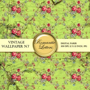 Digital Scrapbook Paper Pack Shabby Chic Old Wallpaper Digital ...