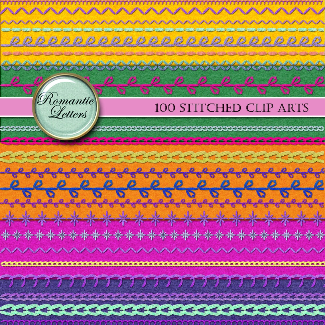 Stitches Clip Art Digital Clip Art Digital Scrapbook Borders | Etsy