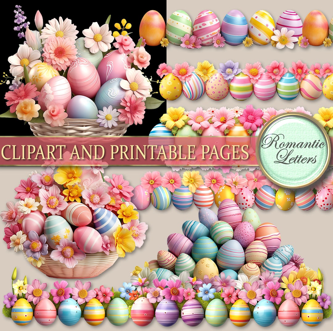 Easter Egg Digital Clip Art Set Printable Scrapbook Paper Easter Eggs ...
