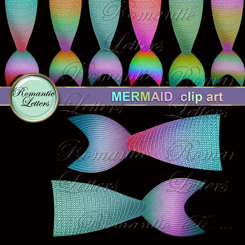Mermaid Birthday Party Digital Clipart Invitations Clip Art - Etsy