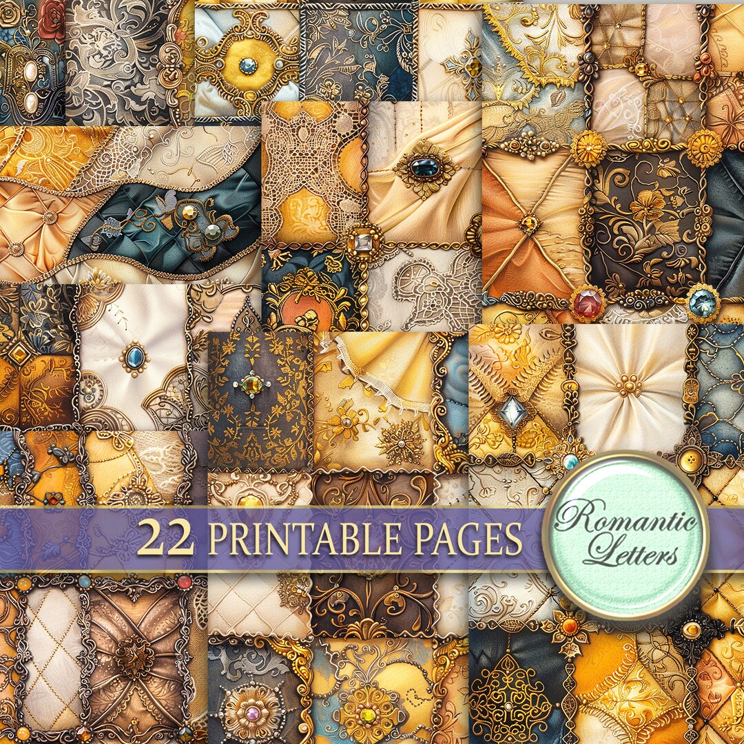 Digital Printable Scrapbook Paper Pack Medieval Fabric Luxury Craft ...
