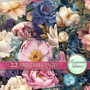 Digital Scrapbook Paper Pack Victorian Flower Botanical Digital ...