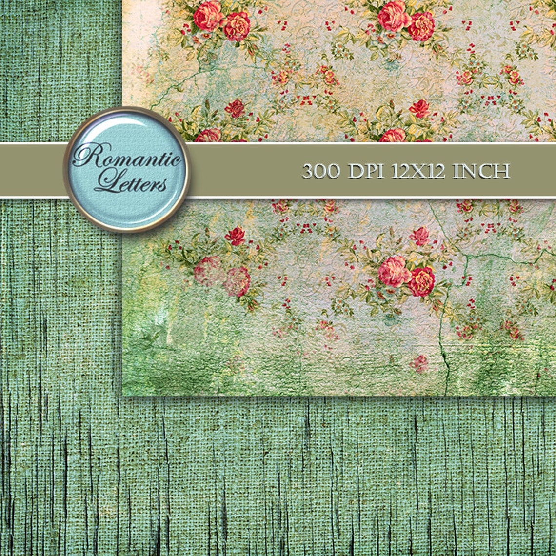 Floral Digital Scrapbook Paper Pack Shabby Chic Vintage Rose - Etsy