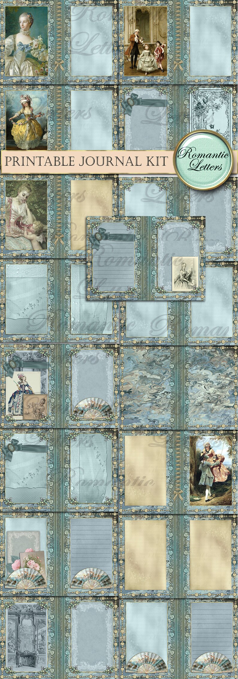 Printable journal kit digital printable collage sheet | Etsy