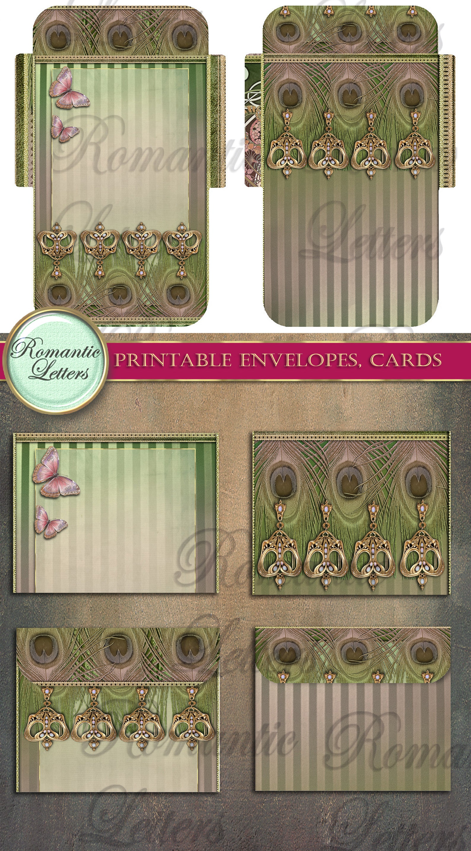 Printable Victorian Envelopes Printable Scrapbook Digital Art Nouveau ...
