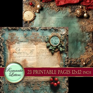 Printable Christmas Journal Pages Digital Scrapbooking Paper Background ...
