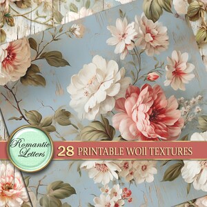 Shabby Chic Digital Scrapbooking Paper Pack Pink Floral Digital ...
