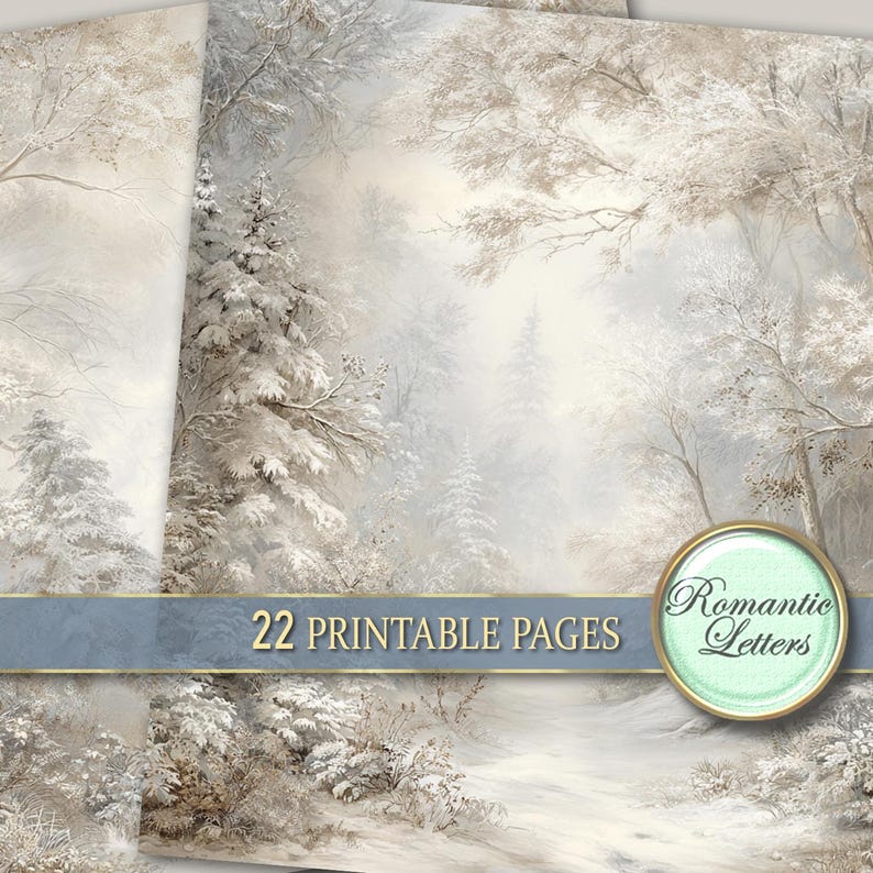 Winter Forest Digital Paper Pack Printable Winter Wedding Album Paper ...