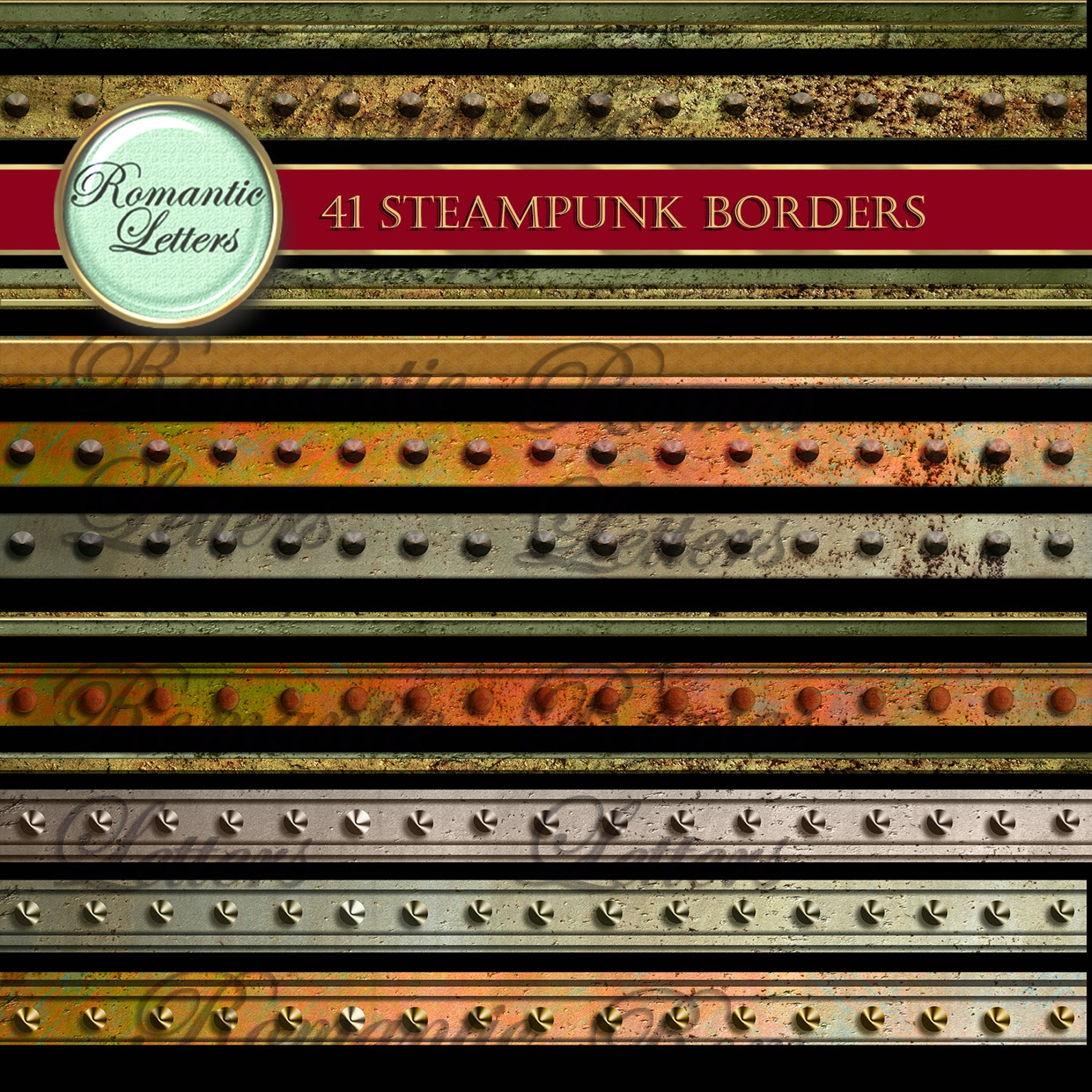 Clip Art Steampunk Digital Printable Scrapbook Borders Clip Art Digital ...