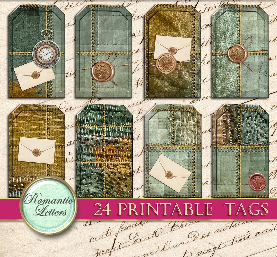 Autumn Letters Printable Scrapbook Tags Printable Gift Tags Vintage ...