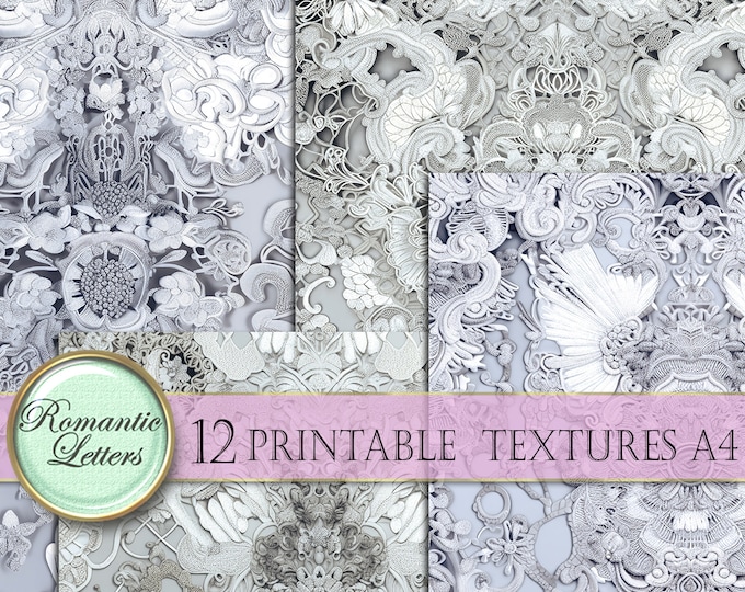 Digital Paper Lace Wedding Scrapbook Printable Paper Pack Digital ...