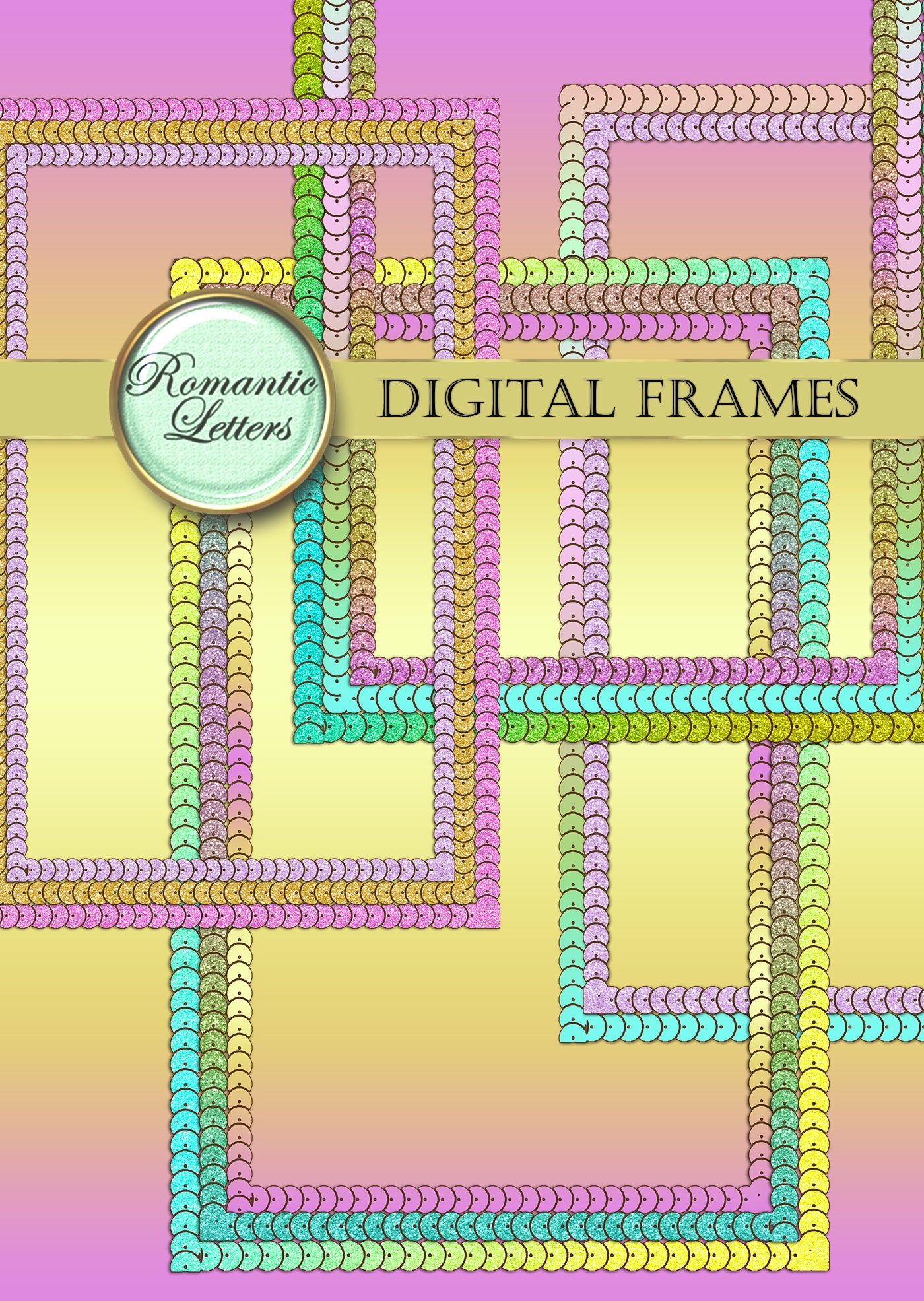 Wedding Digital Scrapbook Frames Gold Clip Art Lace Digital Scrapbook ...