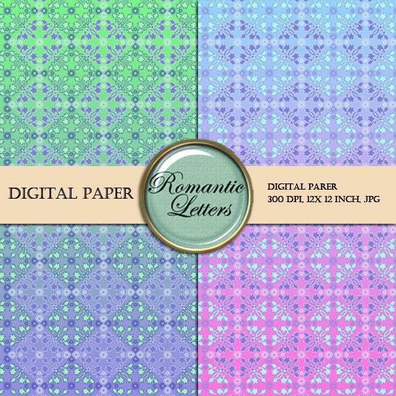 Pastel Digital Scrapbook Paper Pack Shabby Chic Digital | Etsy