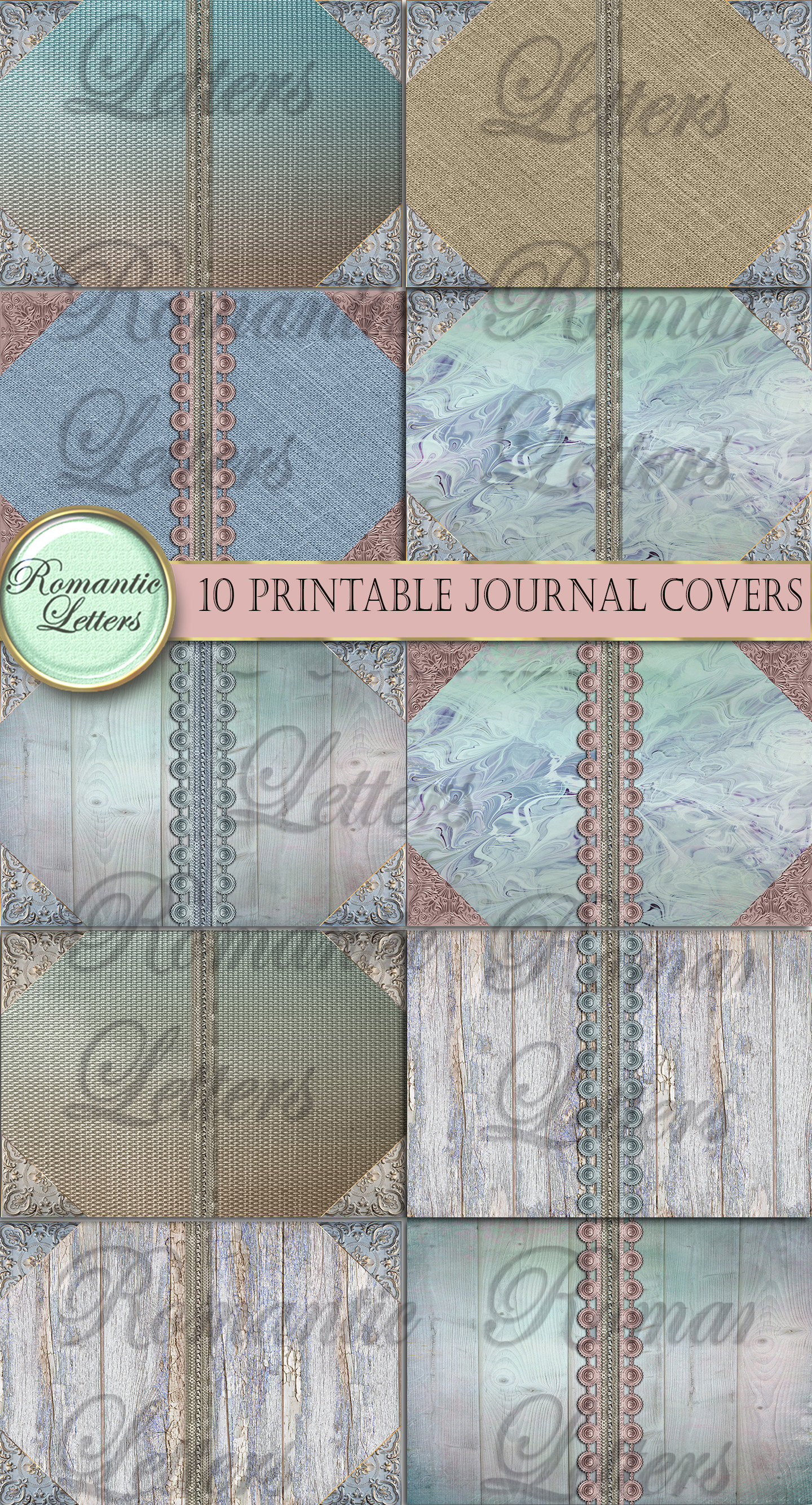Printable Junk Journal Covers Kit Digital Scrapbook Cover Digital ...