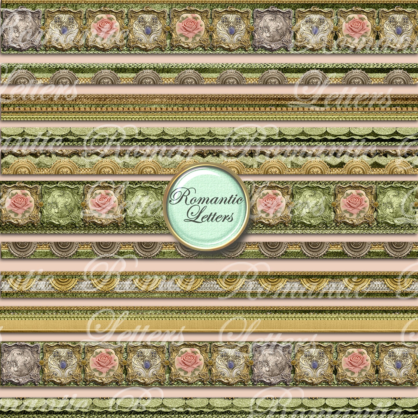 Digital printable scrapbook borders clip art gold glitter | Etsy