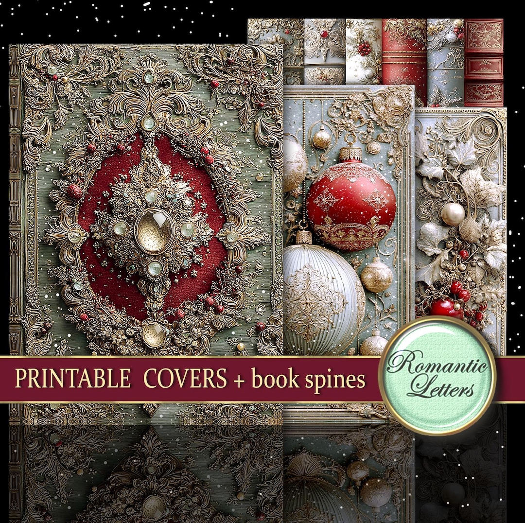 Printable Christmas Book Covers, Greeting Cards , Winter Shabby Chic ...