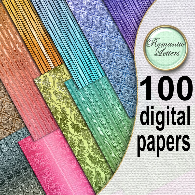 100 Digital Papers Printable Texture Digital Scrapbooking - Etsy