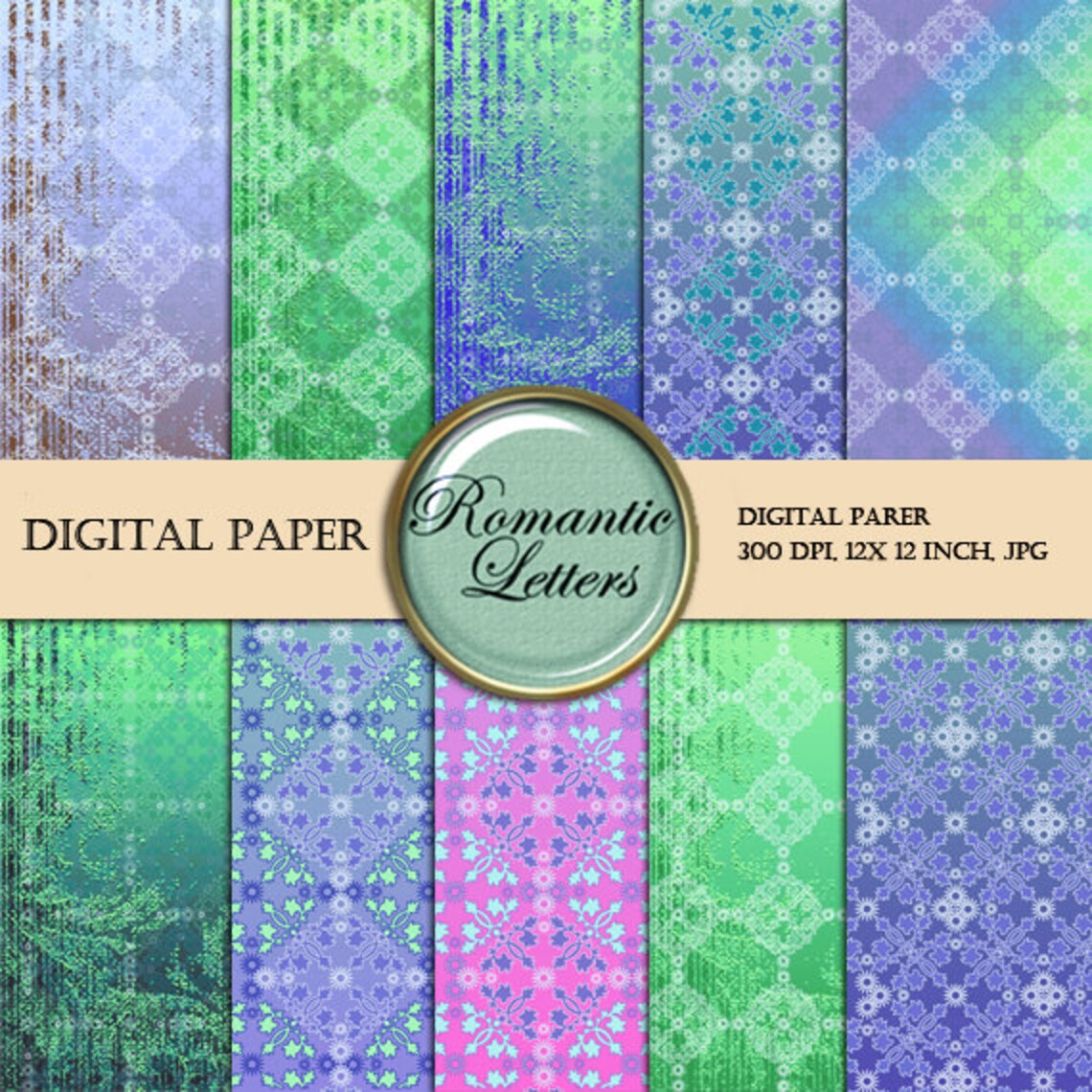 Pastel Digital Scrapbook Paper Pack Shabby Chic Digital | Etsy