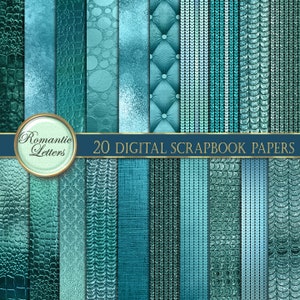 Digital Paper Teal Digital Scrapbook Album Paper Digital Texture Teal ...