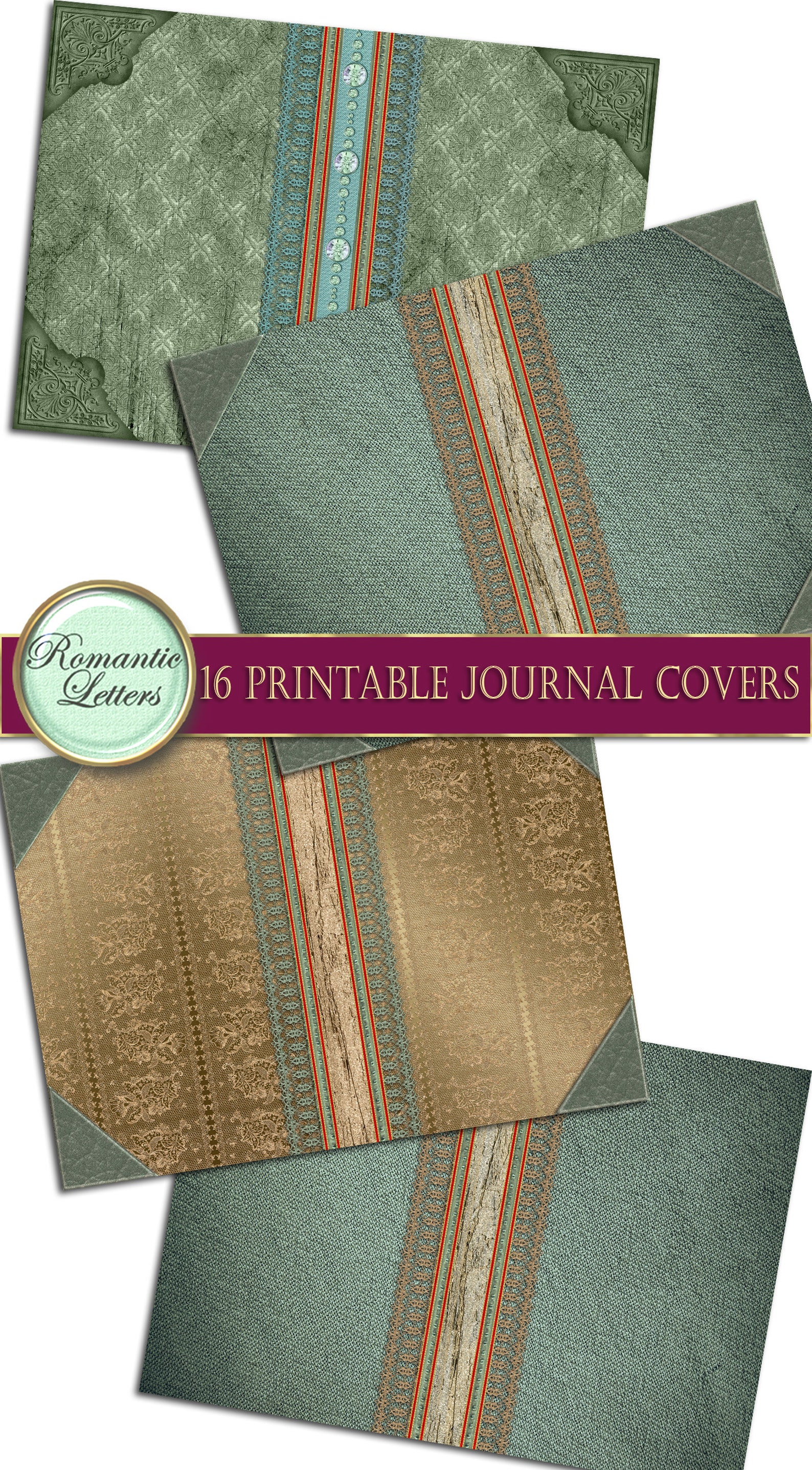 Printable Junk Journal Covers Kit Digital Scrapbook Cover | Etsy