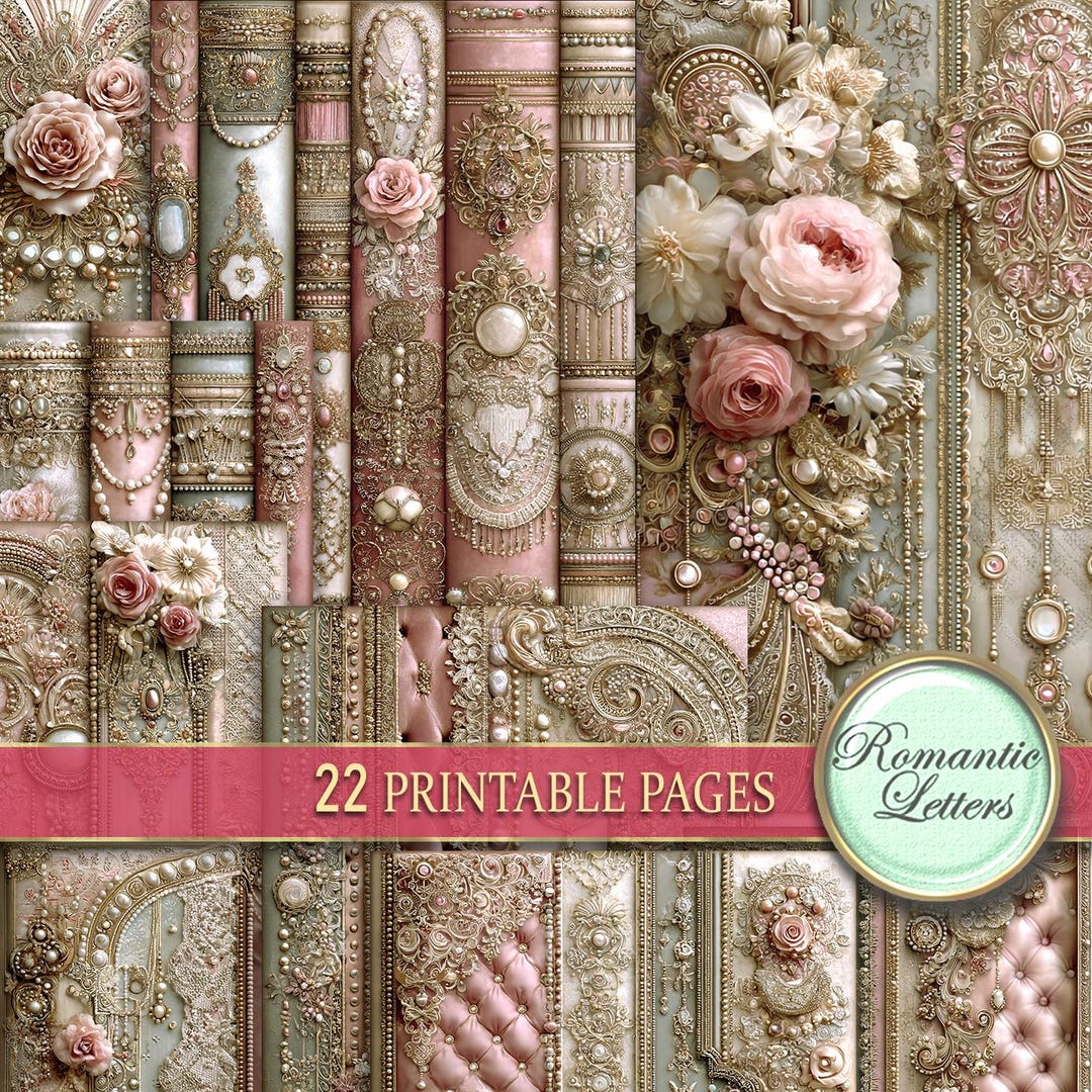 Digital Printable Scrapbook Paper Pack Baroque Junk Journal Pages ...