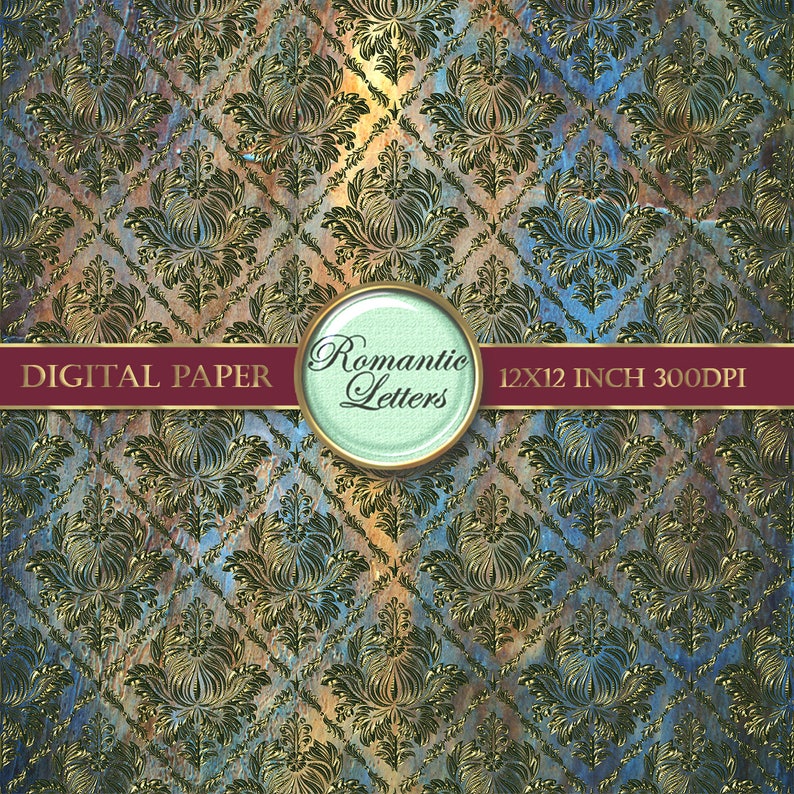 Gold Damask Digital Paper Pack Digital Scrapbook Album Paper | Etsy
