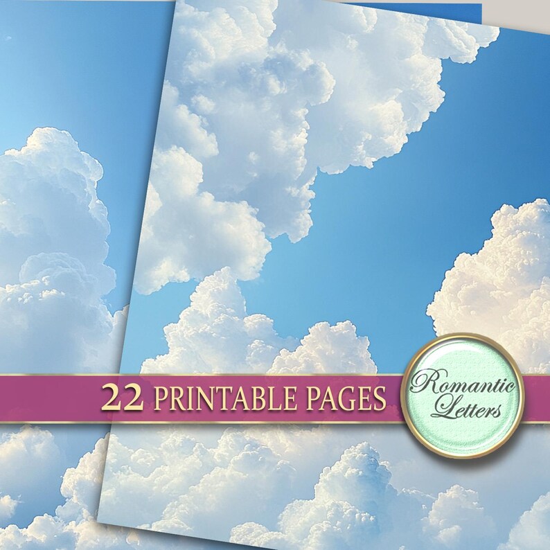 Sky Clouds Digital Paper Scrapbook Background Newborn Digital Photo ...