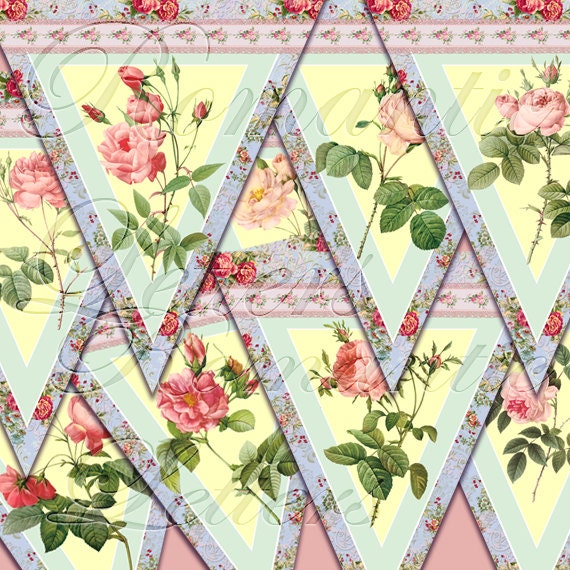 SALE Printable Digital Banner Shabby Chic Birthday Party - Etsy