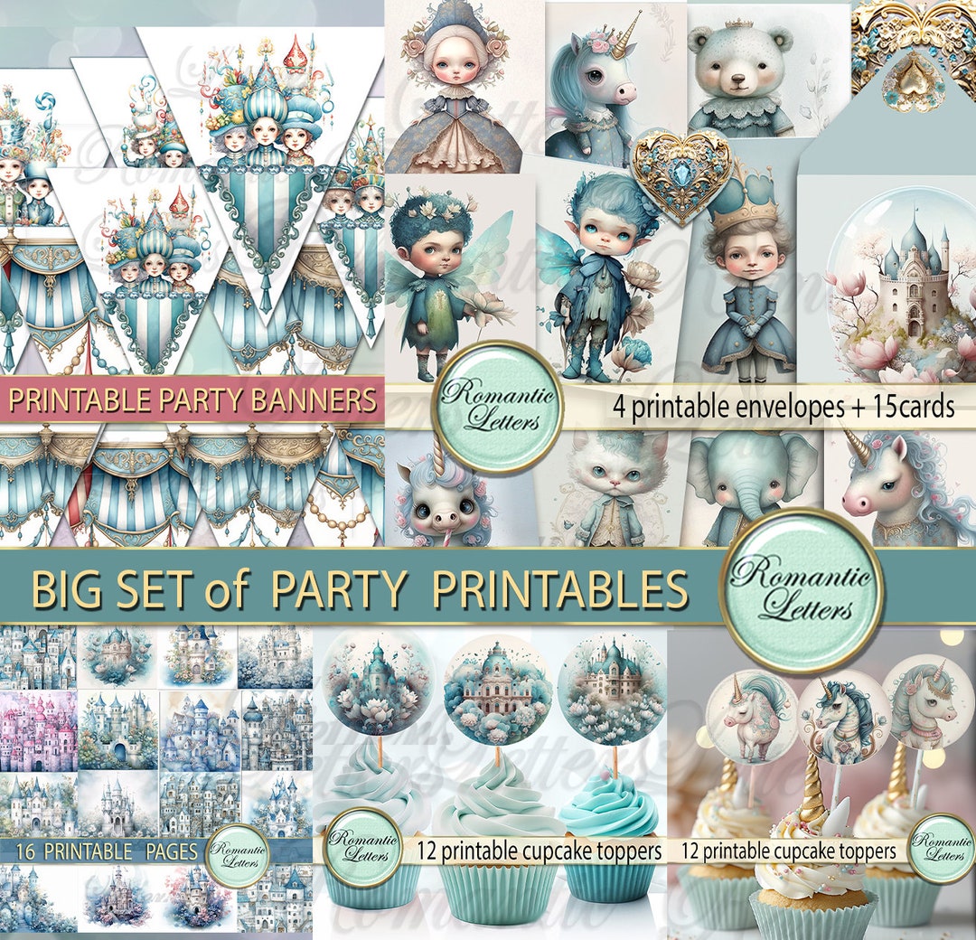 Printable Kids Birthday Party Bundle: Decorations, Cupcake Toppers ...