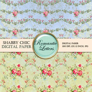Floral Digital Scrapbook Paper Pack Floral Shabby Chic ROSE Flower ...