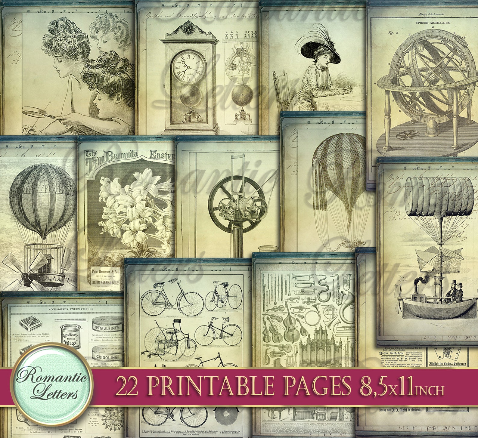 Steampunk Ephemera Digital Paper Pack Printable Journal Pages - Etsy