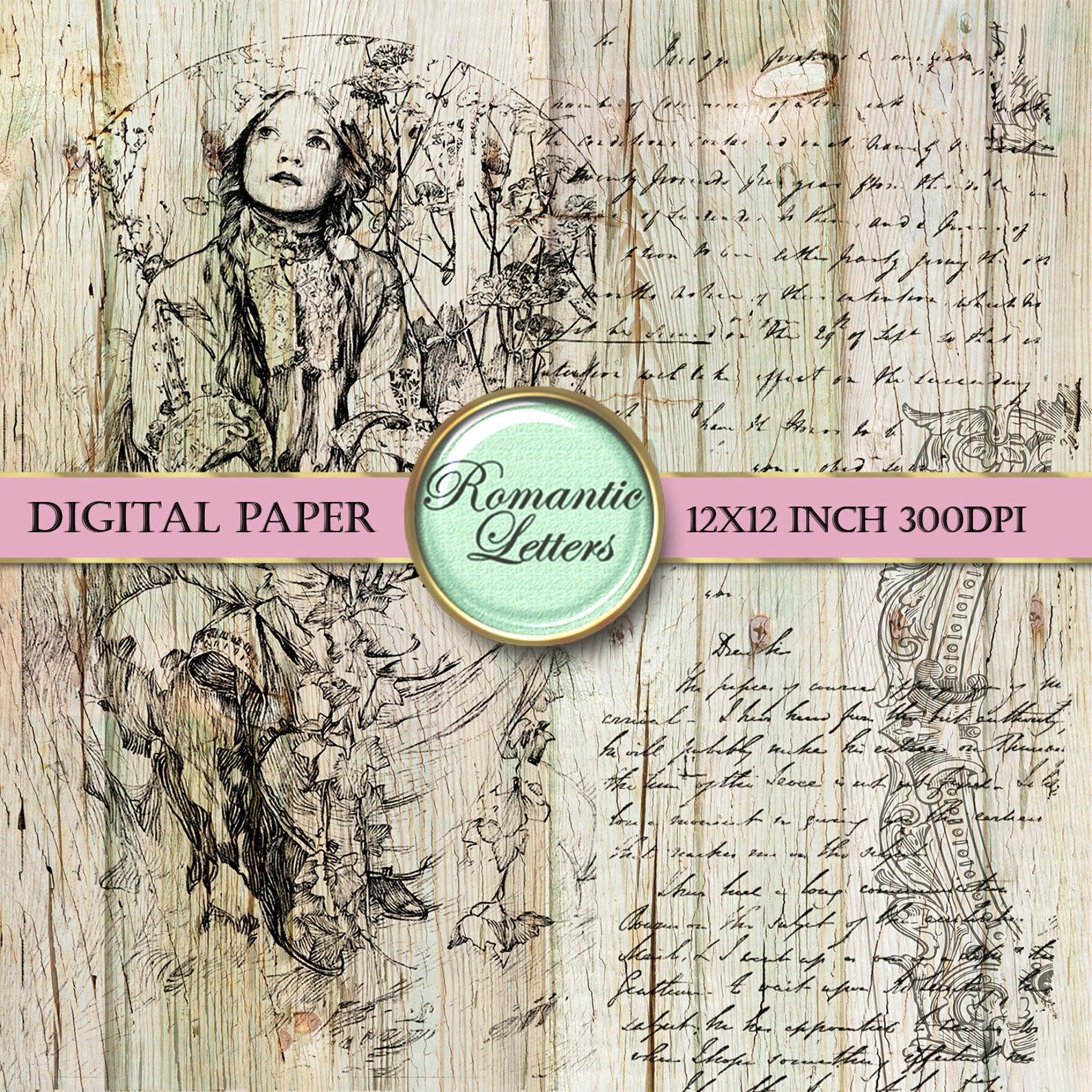 Shabby Wood Digital Scrapbook Paper Pack Digital Background Shabby Chic ...