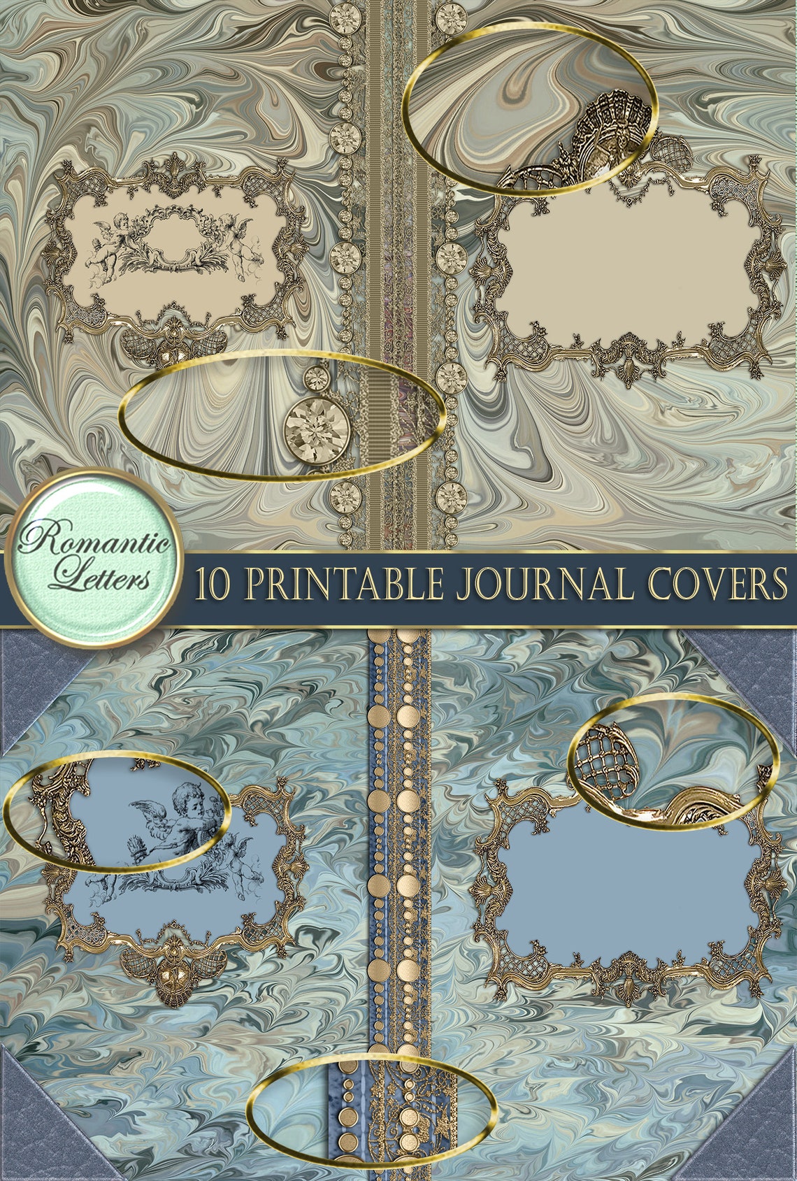 Printable Junk Journal Covers Kit Digital Scrapbook Cover - Etsy