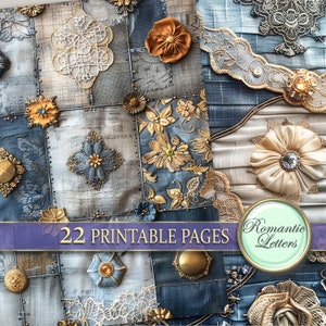 Digital Printable Scrapbook Paper Pack Junk Journal Pages Shabby Chic ...