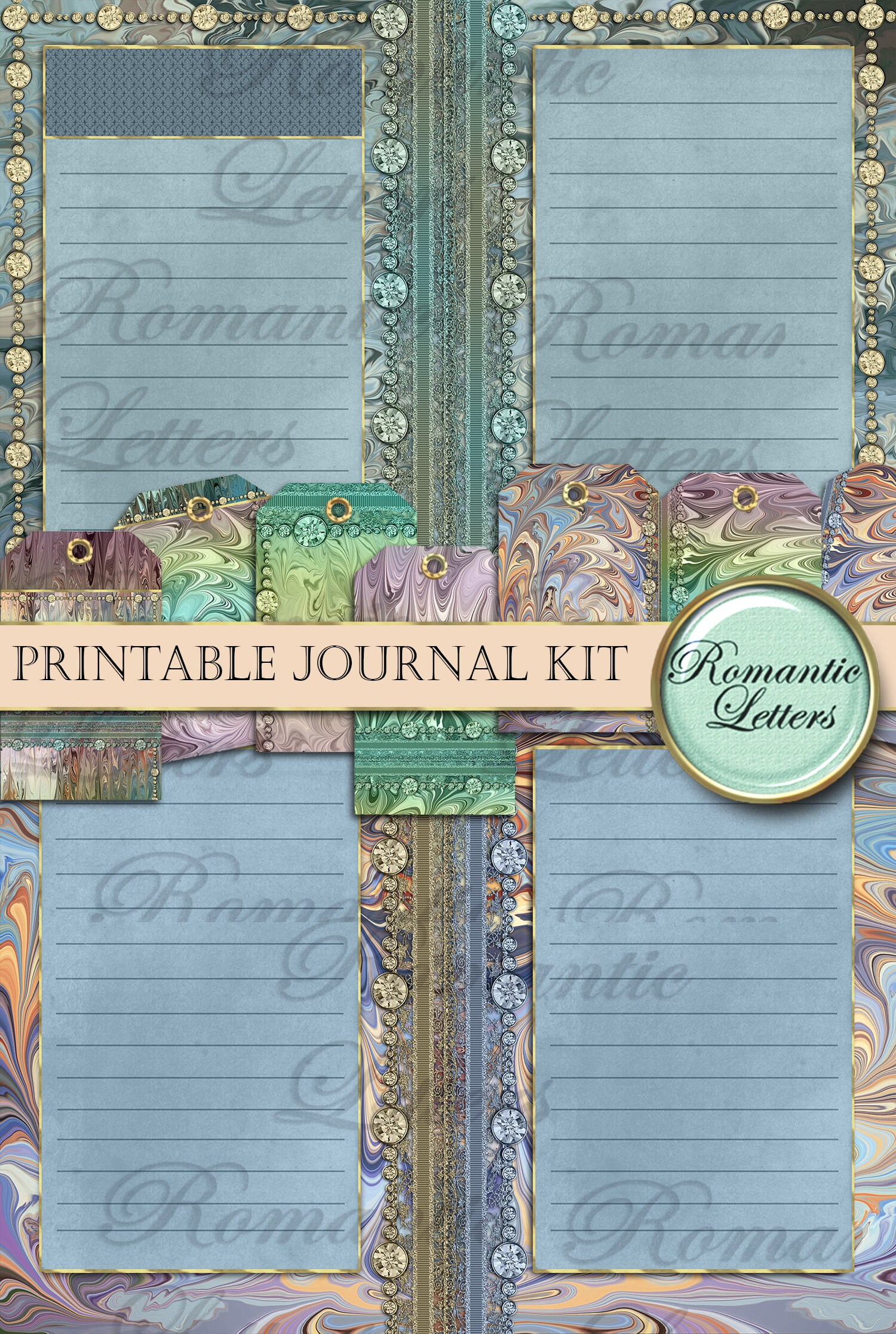 Printable Junk journal kit digital scrapbook backgrounds | Etsy