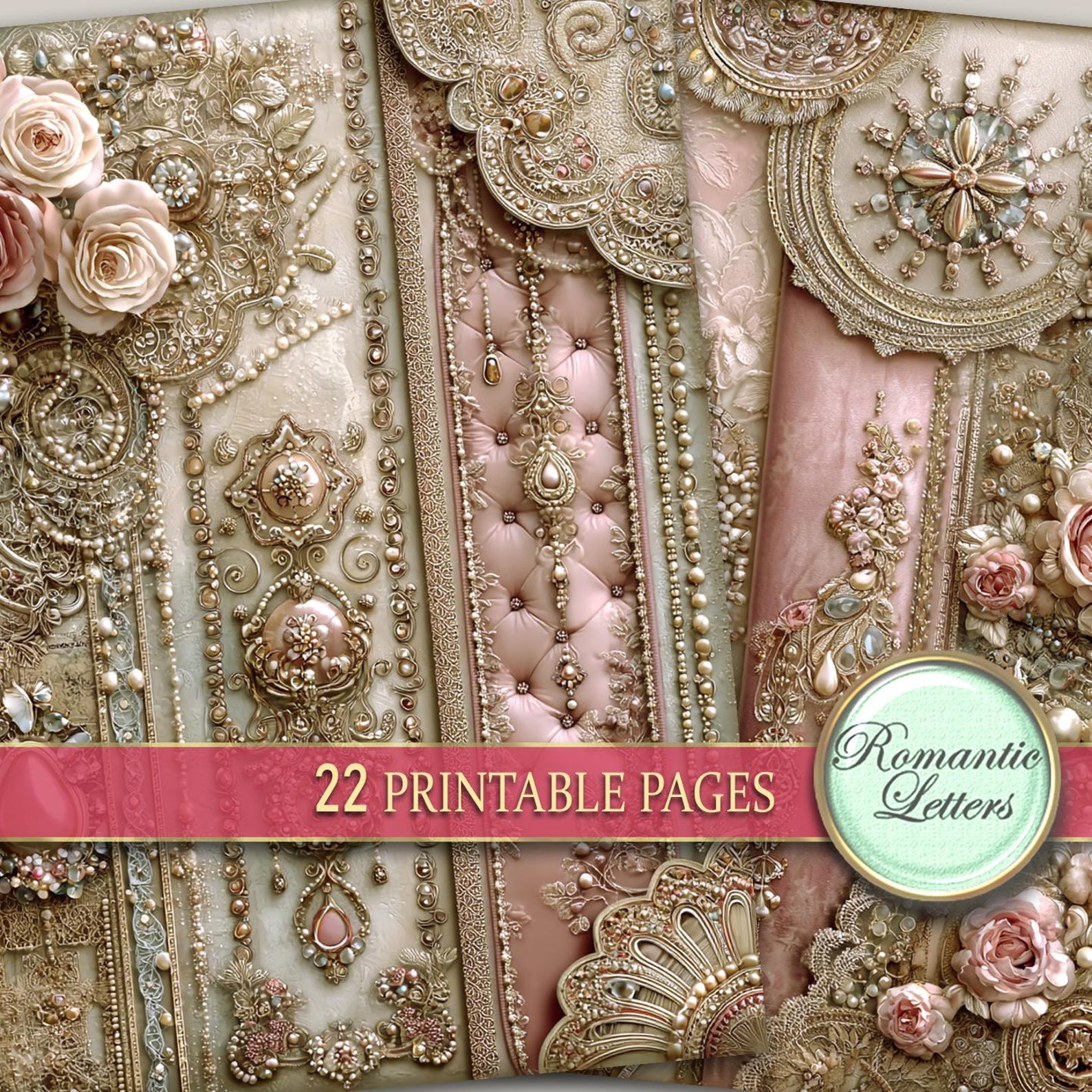 Digital Printable Scrapbook Paper Pack Baroque Junk Journal Pages ...